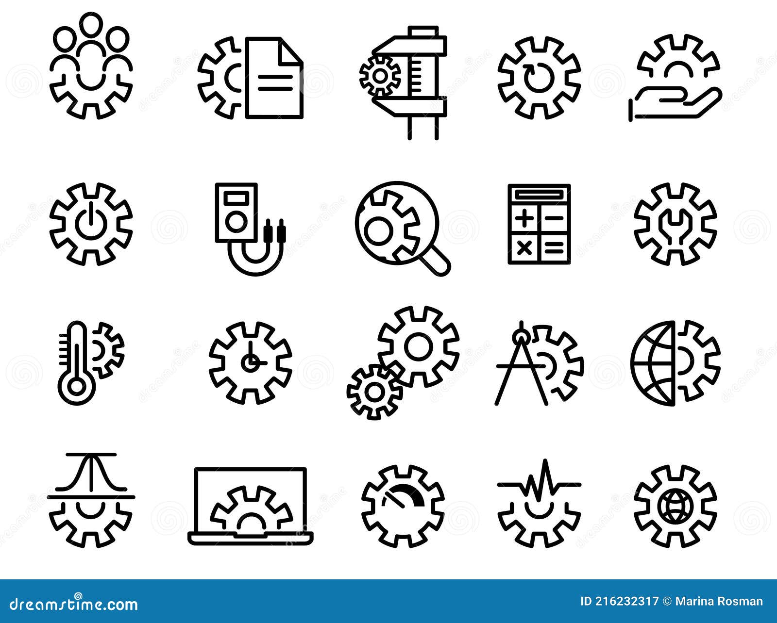 Metrology Icon Set in Outline Design Stock Vector - Illustration of ...