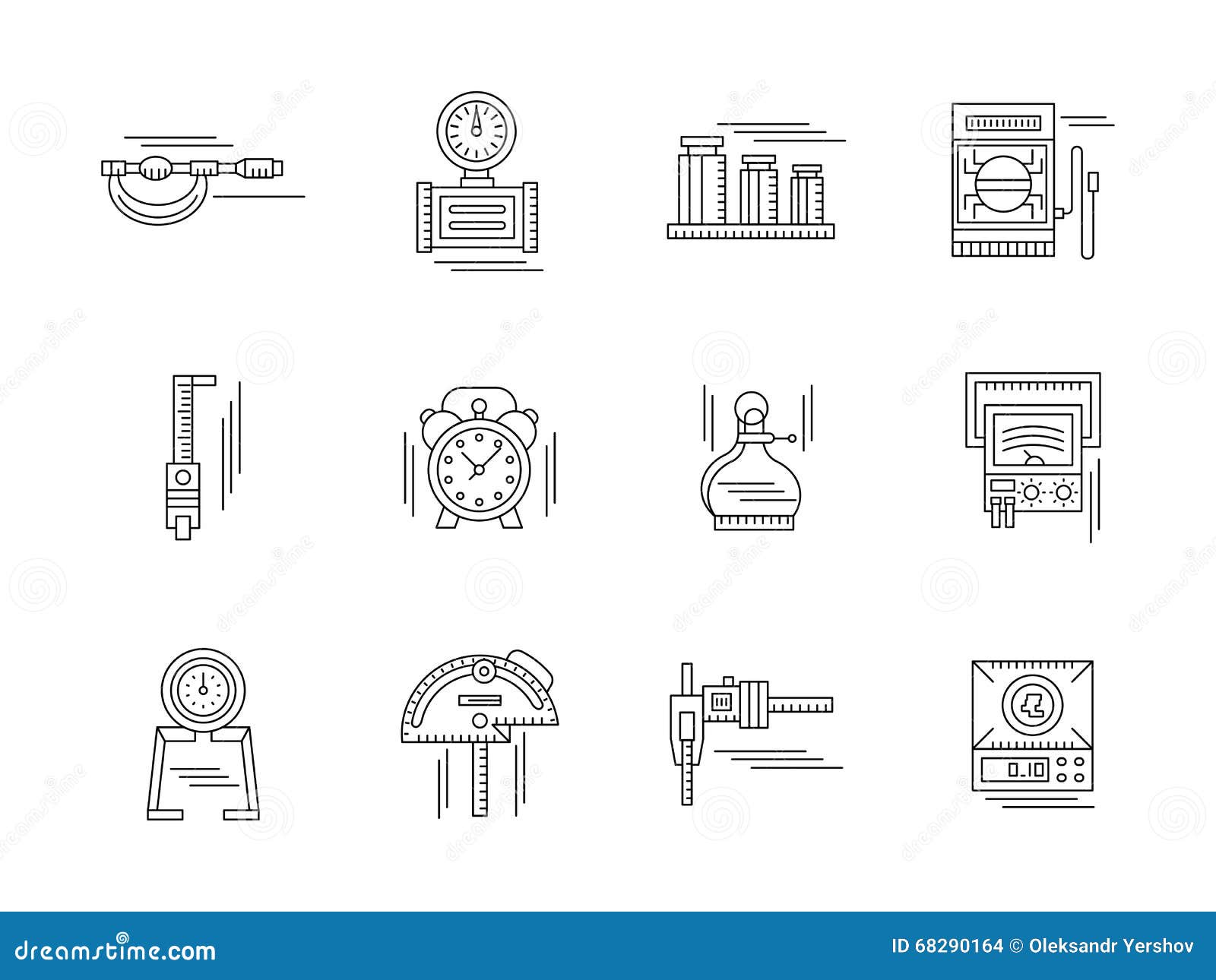 Metrology linear icons set stock illustration. Illustration of industry ...