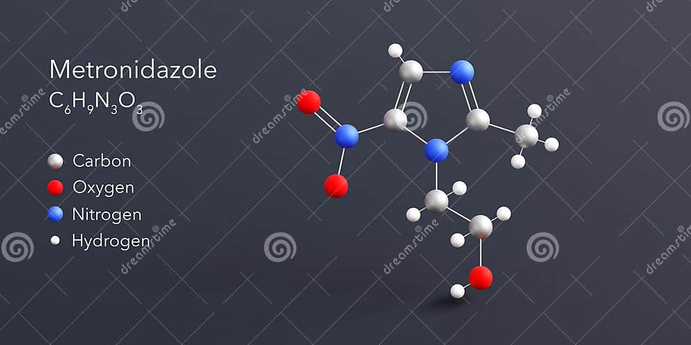 Metronidazole Molecule 3d Rendering, Flat Molecular Structure with ...