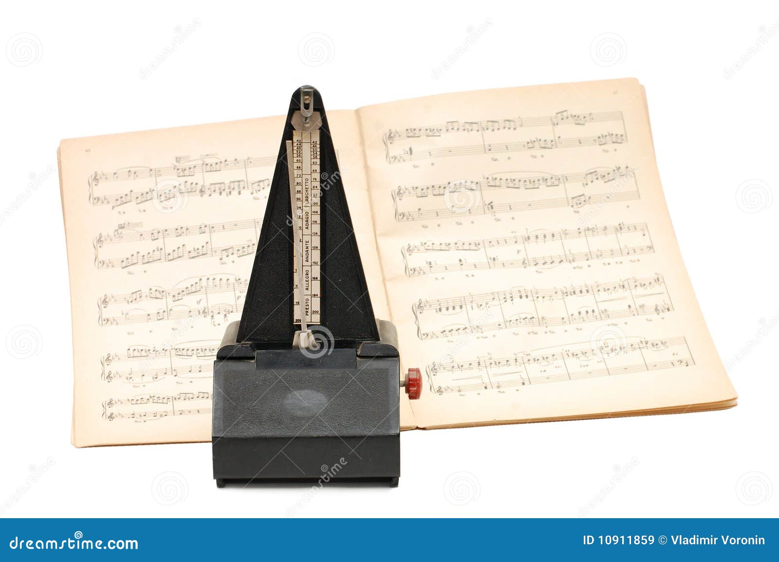 Metronome on Sheet Music Background Stock Image - Image of opus ...