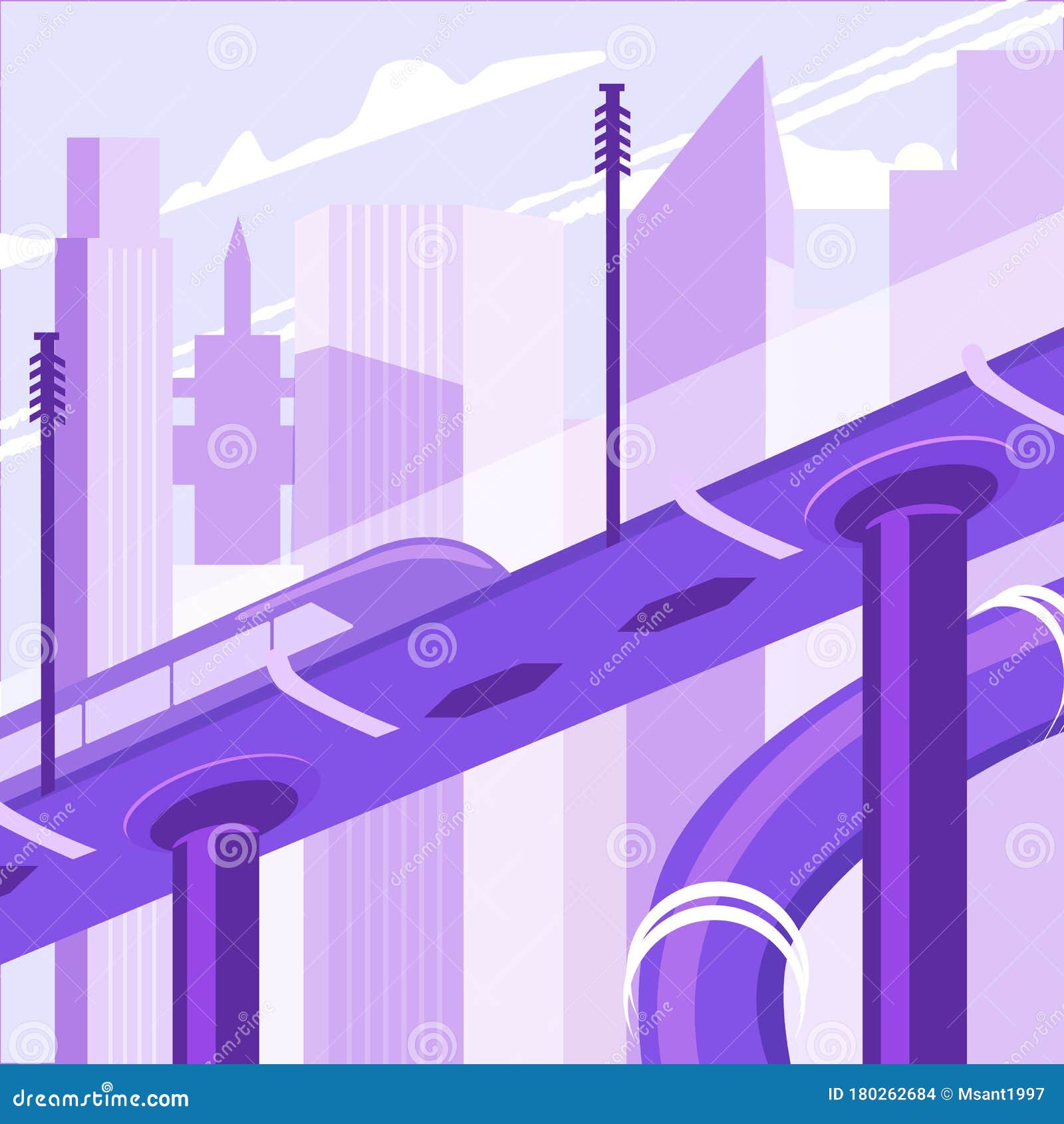 Metropolis City of the Future. Skyscapers, Hyperloop, Modern Buildings ...