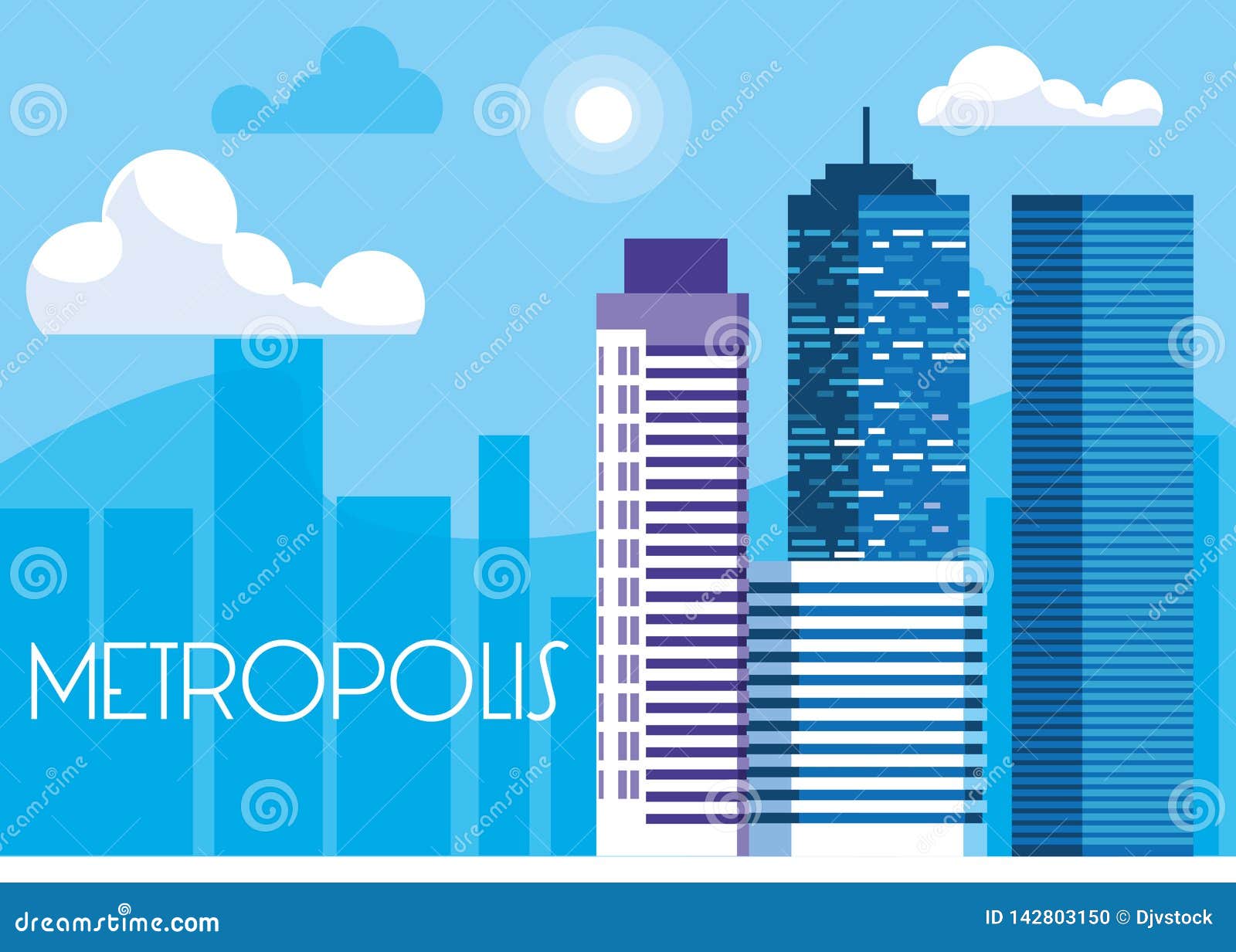 Metropolis Cityscape Buildings Scene Stock Vector - Illustration of ...