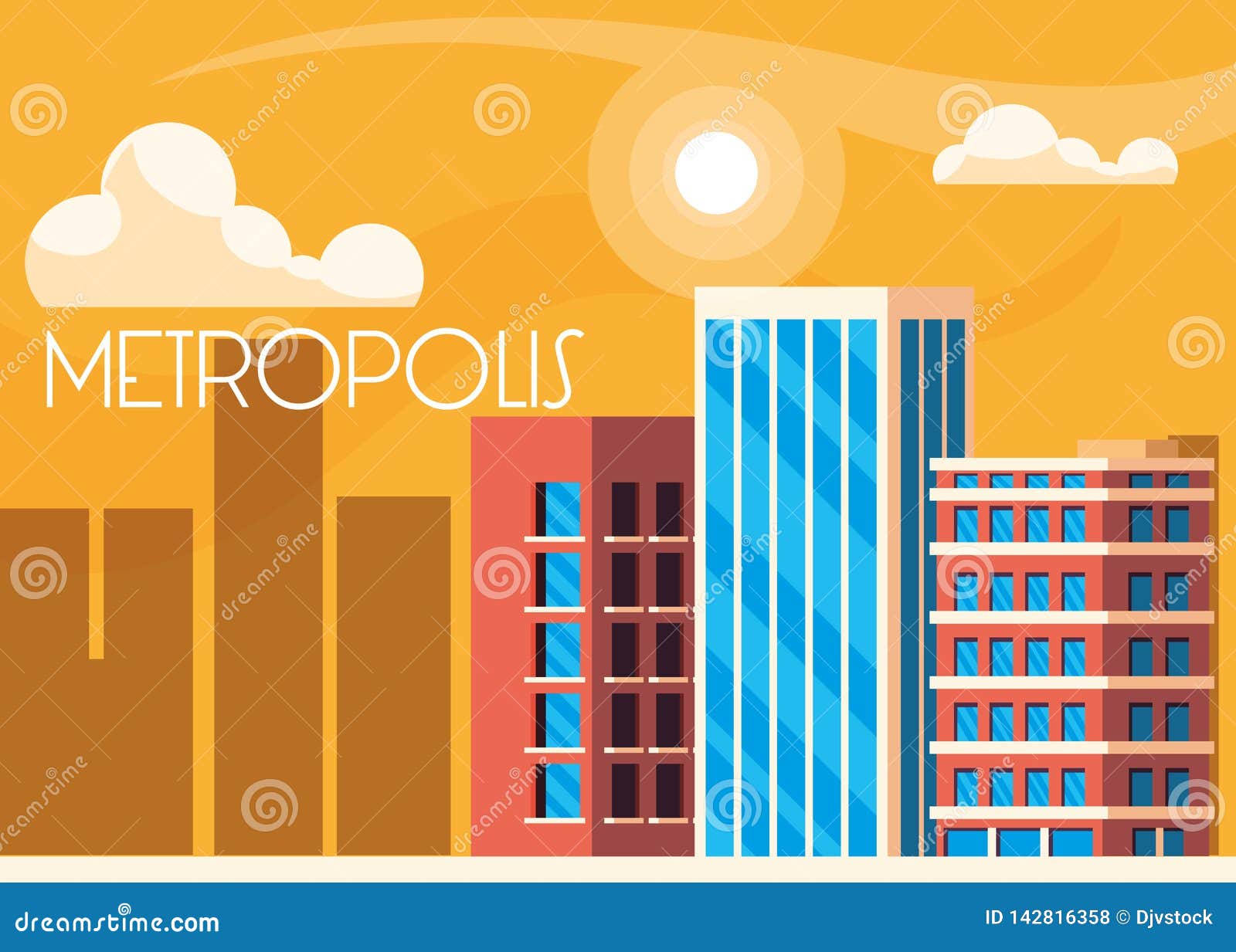 Metropolis Cityscape Buildings Scene Stock Vector - Illustration of ...