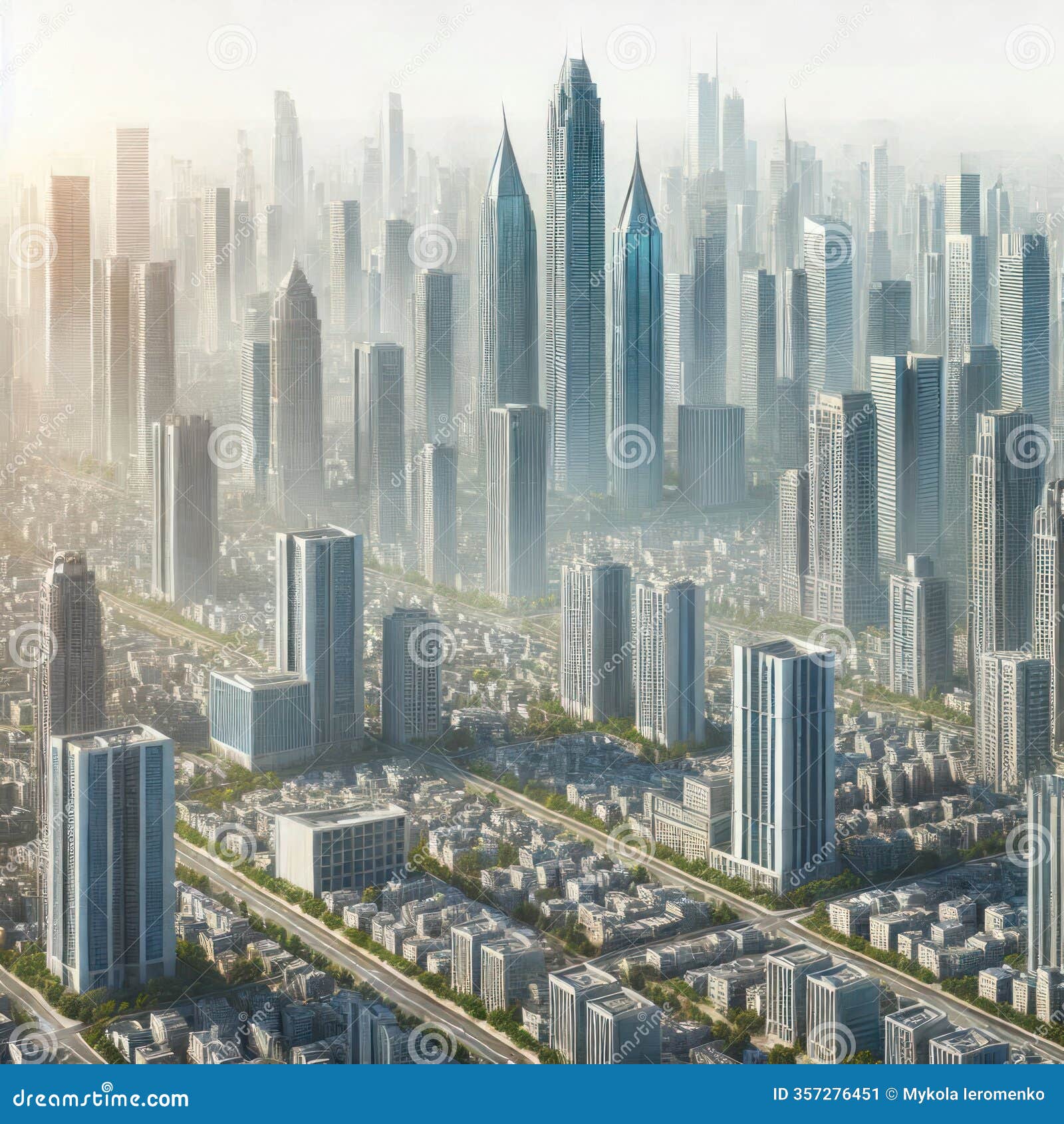 A Metropolis with High-rise Buildings at Dawn. Stock Image - Image of ...