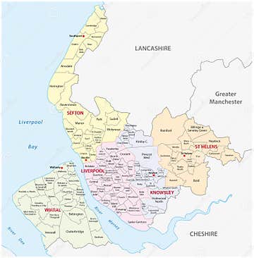 Metropolitan County Merseyside Map Stock Vector - Illustration of ...