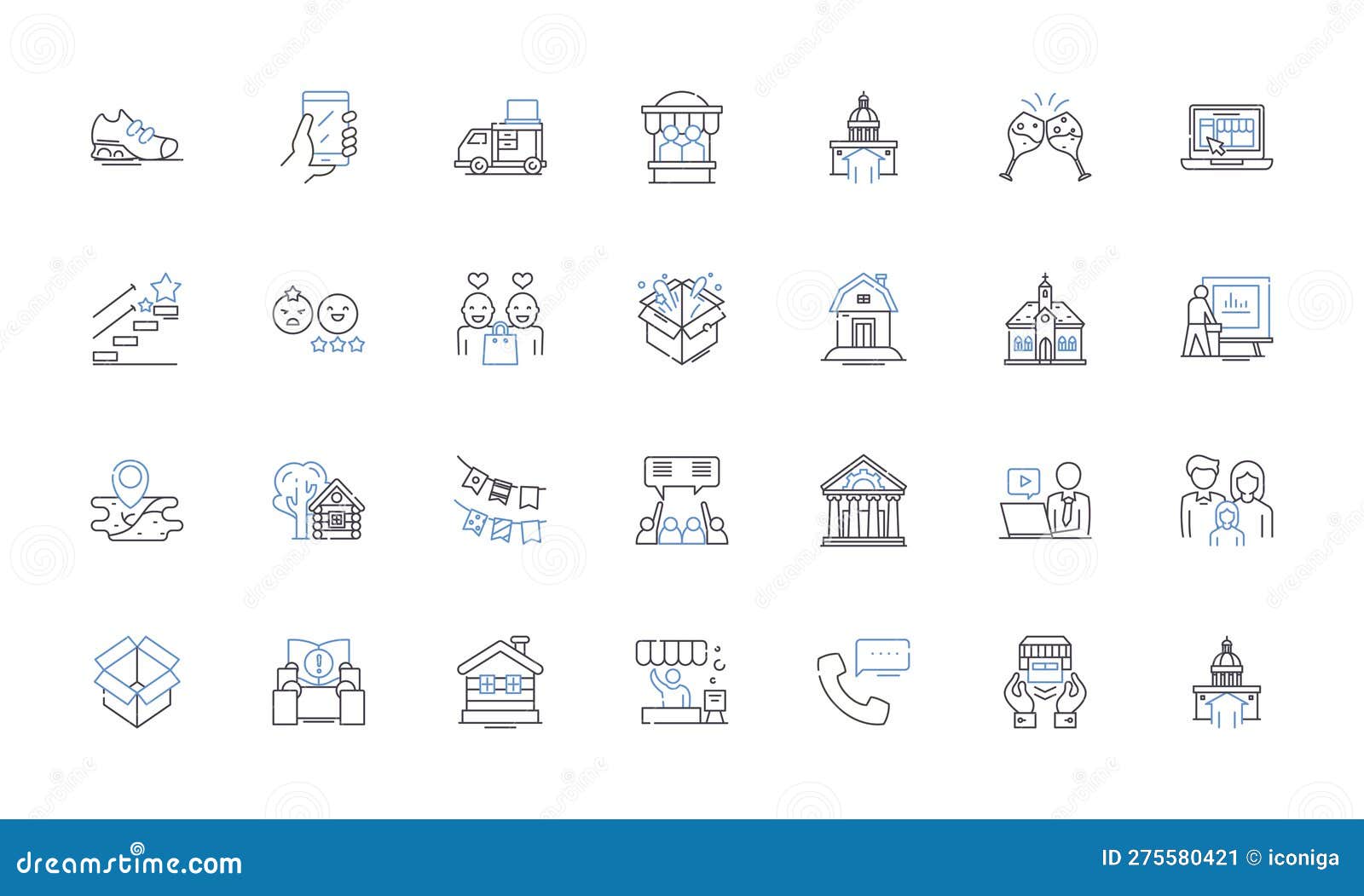 Metropolitan Mail Delivery Line Icons Collection. Courier, Postal ...