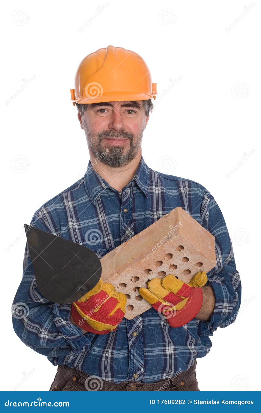 Metselaar Met Troffel En Baksteen Stock Foto - Image of mensen, zaken ...