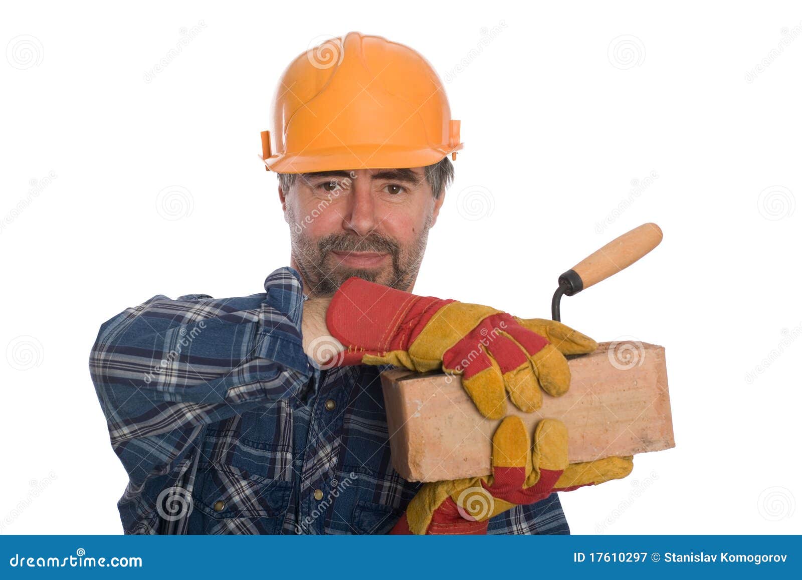 Metselaar Met Troffel En Baksteen. Stock Afbeelding - Image of huis ...