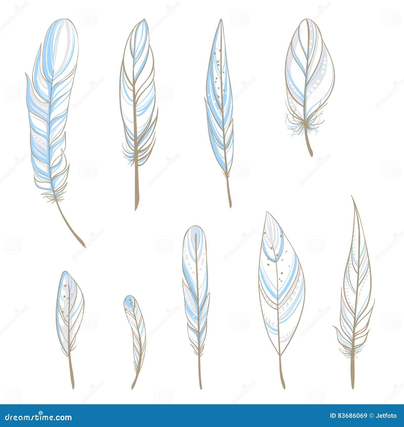 Metta Con Le Piume Disegnate a Mano Illustrazione Vettoriale ...