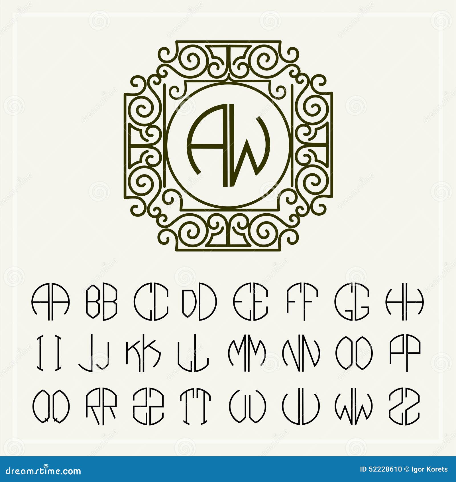 Metta Il Modello Per Creare I Monogrammi Di Due Lettere Illustrazione ...