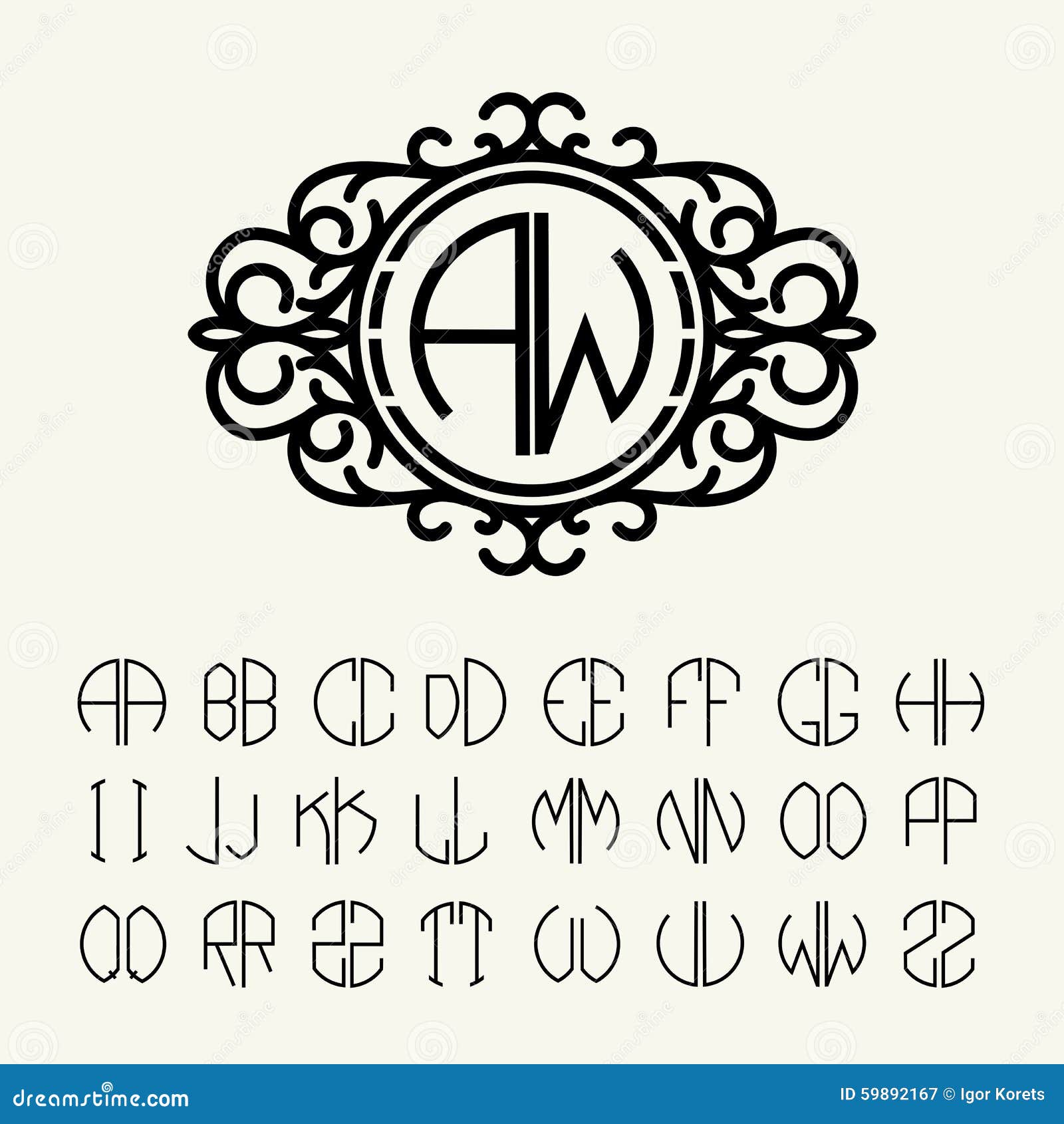 Metta Il Modello Per Creare I Monogrammi Di Due Lettere Illustrazione ...