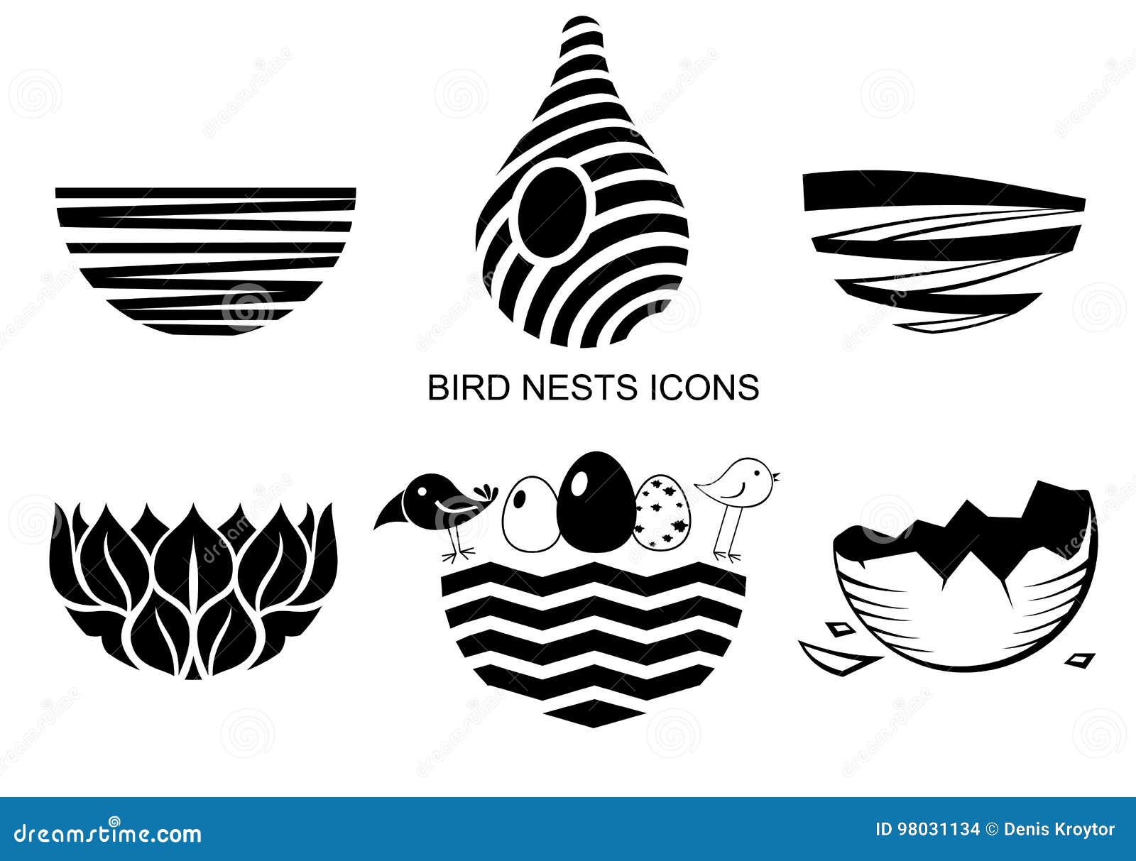 Metta Le Icone Dei Nidi Dell'uccello Illustrazione di Stock ...