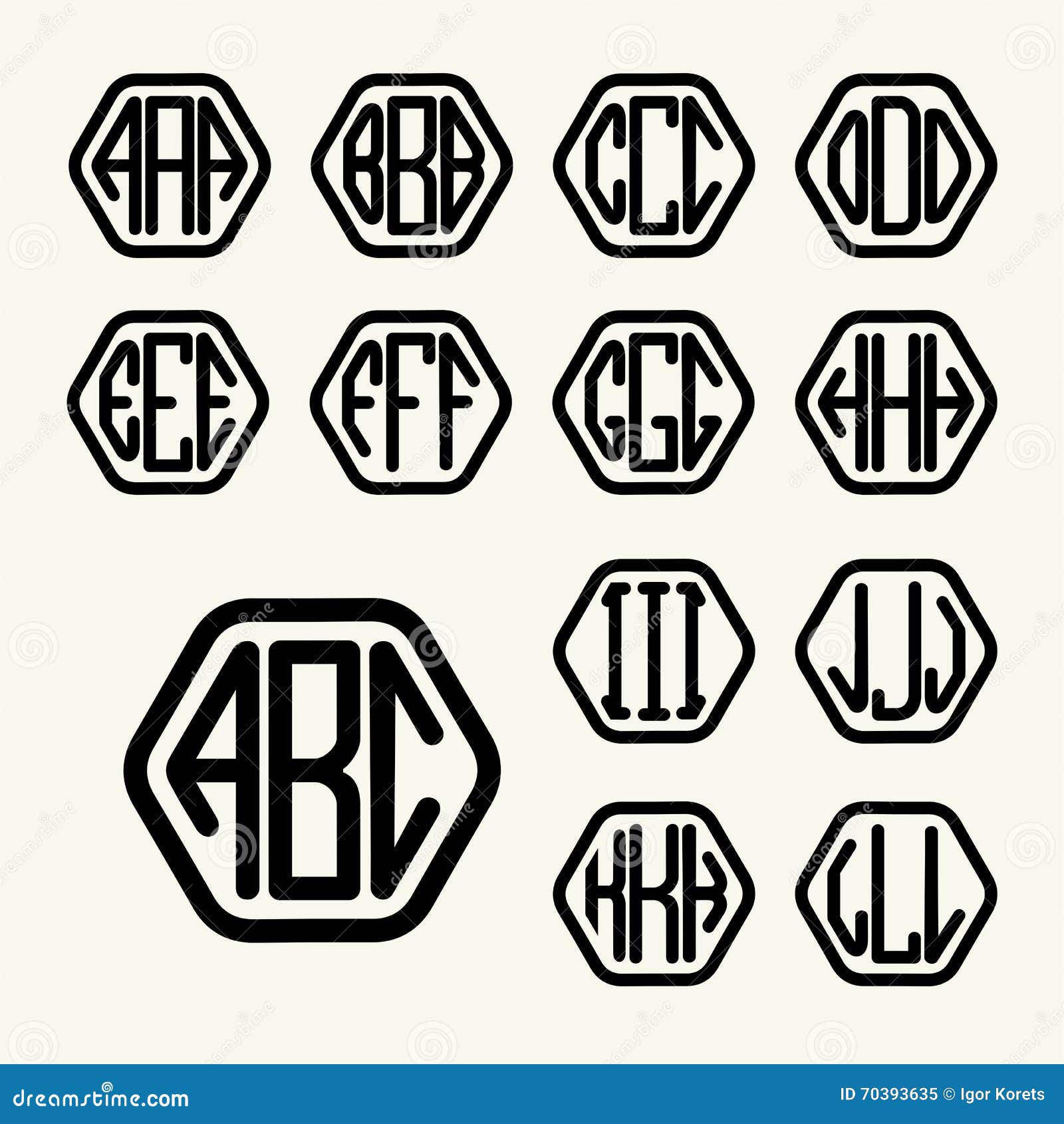 Metta 1 Modello Per Creare Un Monogramma Di Tre Lettere Illustrazione ...