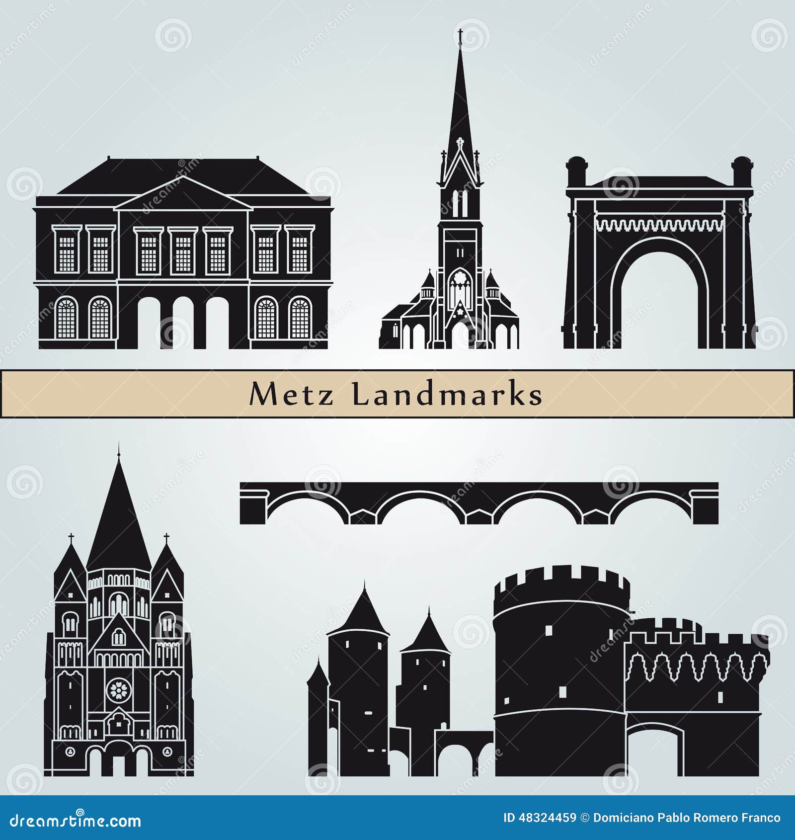 Metz Landmarks and Monuments Stock Vector - Illustration of cityscape ...