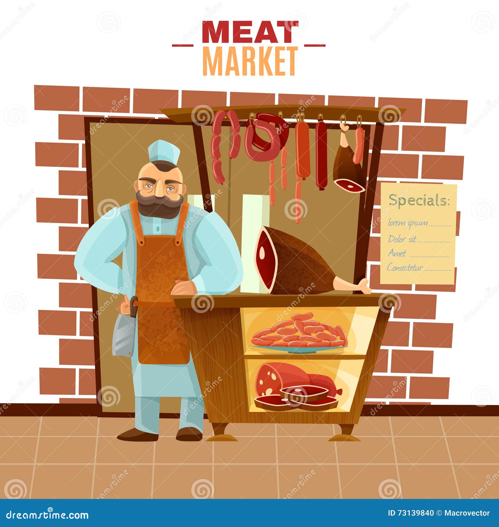 Metzger Cartoon Illustration Vektor Abbildung - Illustration von markt ...