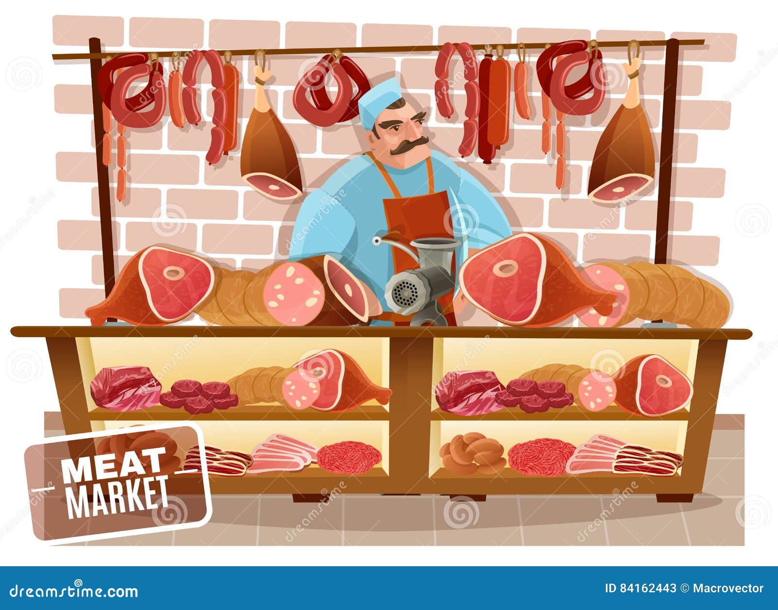 Metzger Cartoon Illustration Vektor Abbildung - Illustration von ...