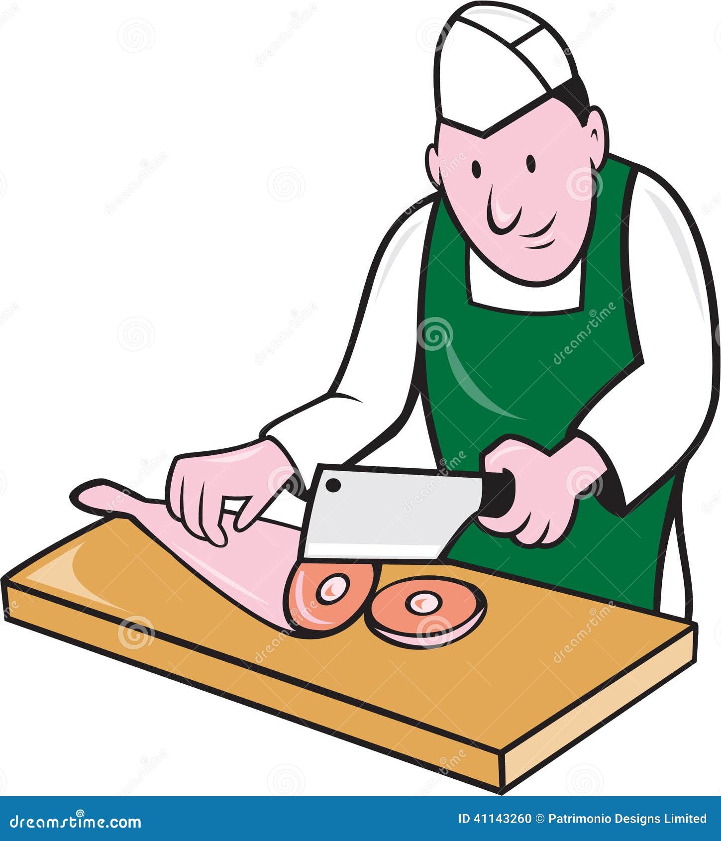 Metzger Chopping Meat Cartoon Vektor Abbildung - Illustration von ...