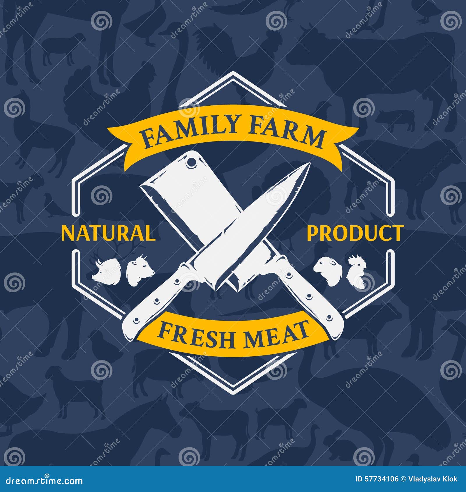 Metzger Shop Label Template Vektor Abbildung - Illustration von blau ...