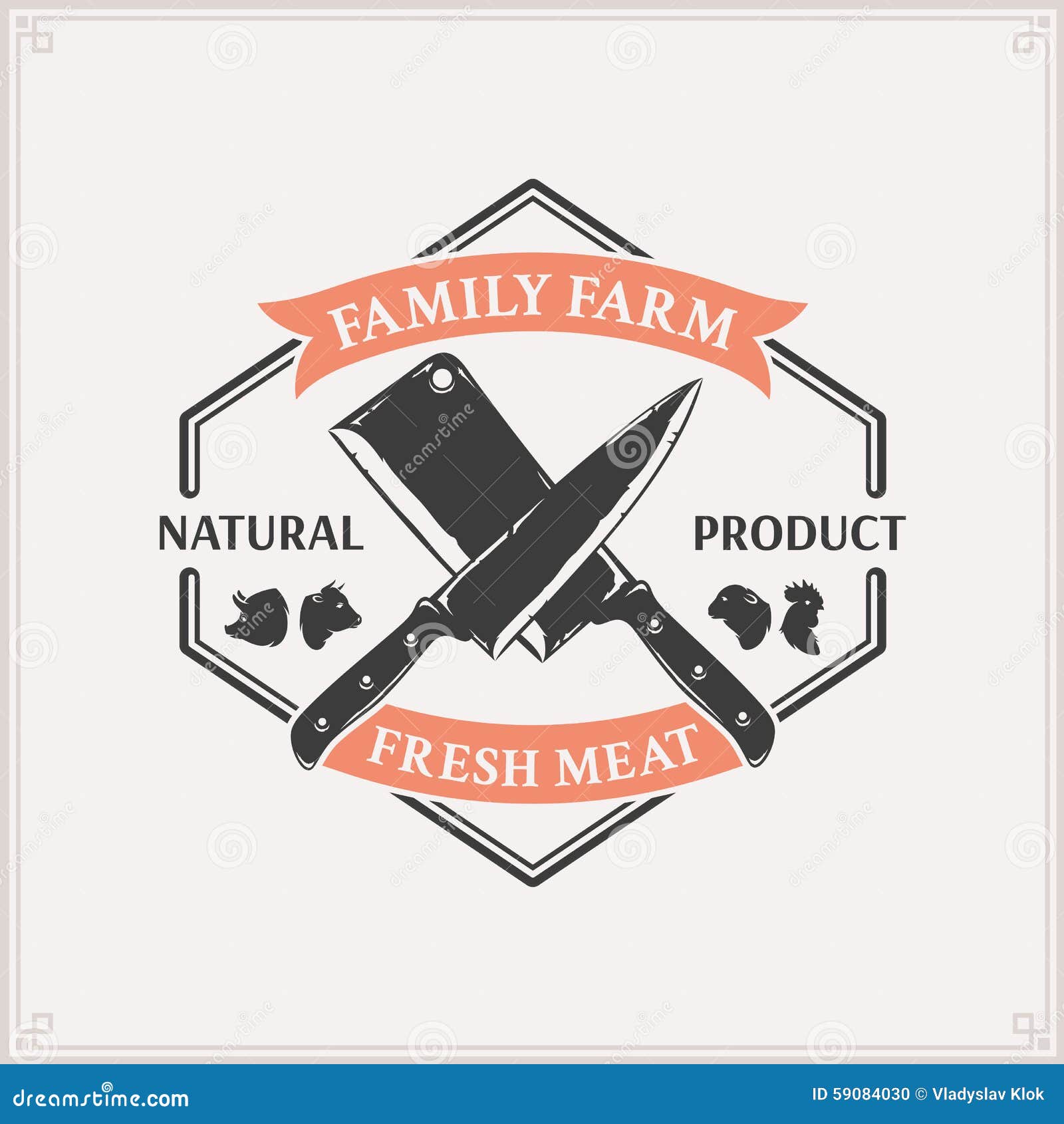 Metzger Shop Label Template Vektor Abbildung - Illustration von küche ...