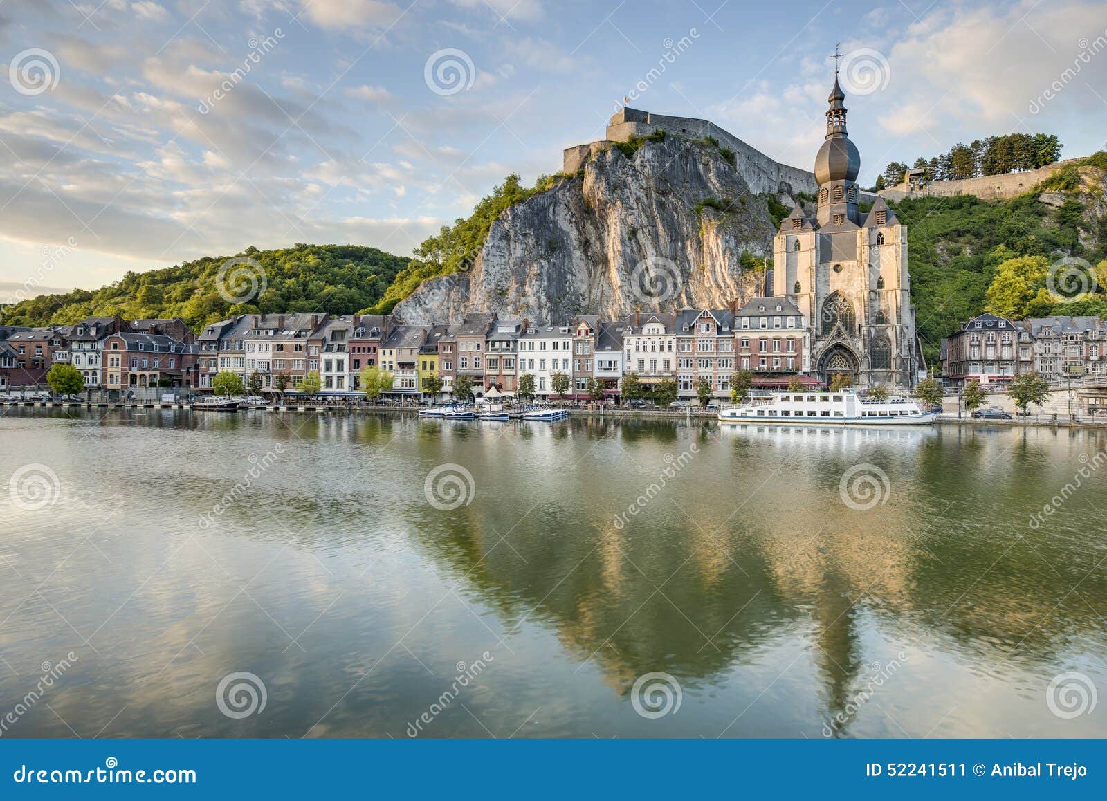 Meuse River Passing through Dinant, Belgium. Stock Image - Image of ...