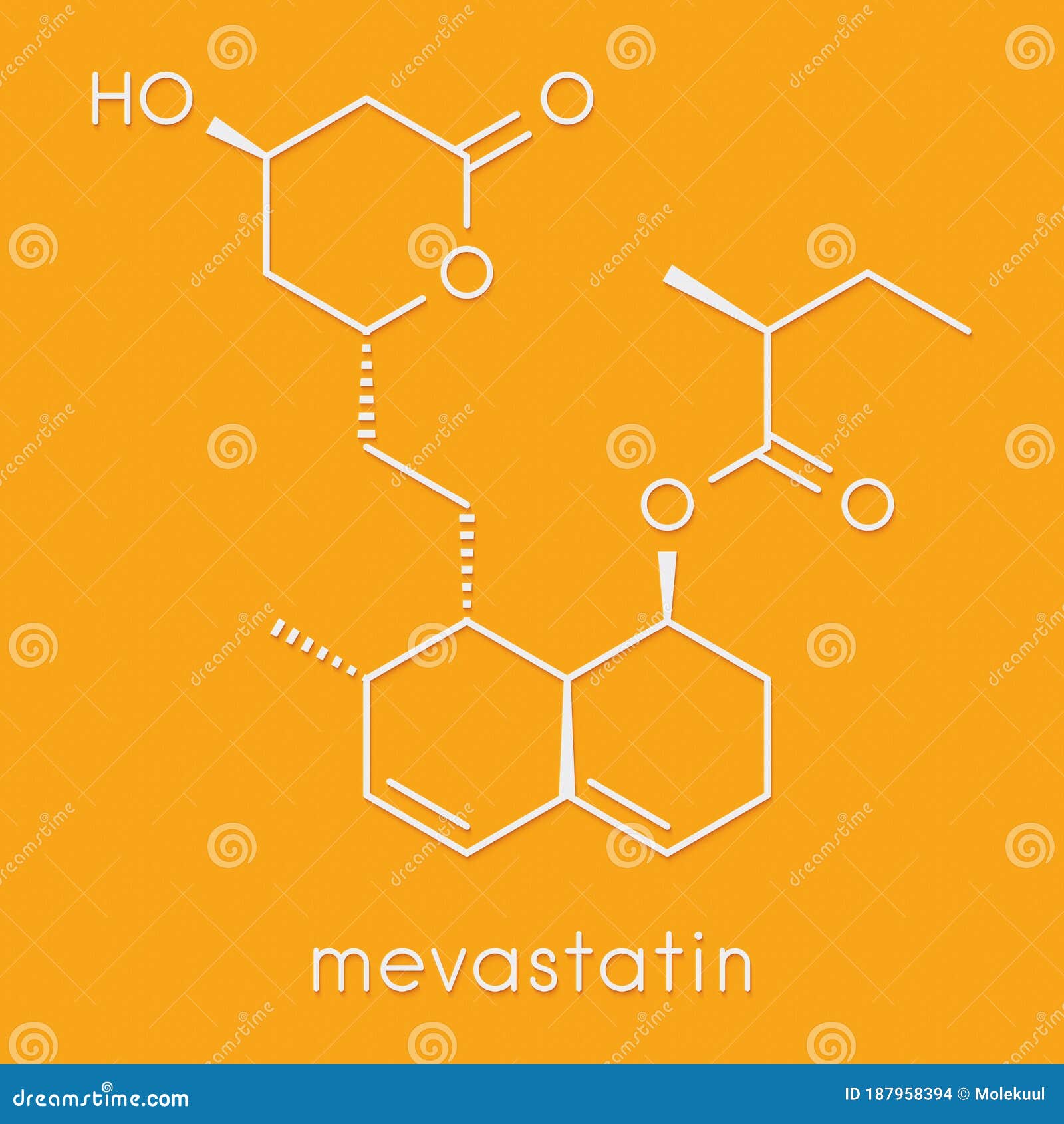 Mevastatin Hypercholesterolemia Drug Molecule. Cartoon Vector ...