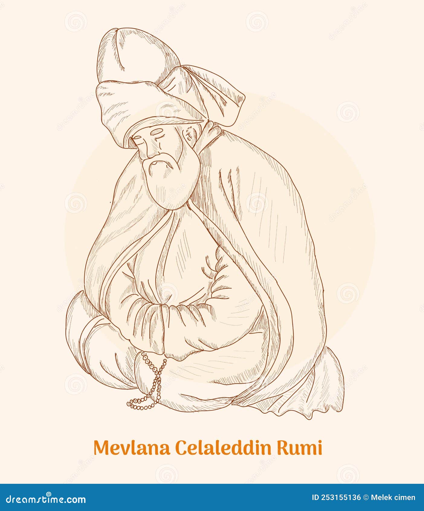 Mevlana Celaleddin Rumi Hand Drawing Vector Illustration Stock Vector ...