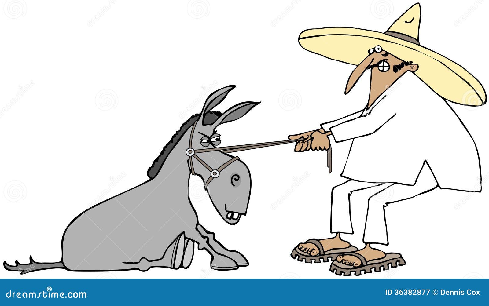 Mexicaan Die Een Koppige Ezel Trekken Stock Illustratie - Illustration ...