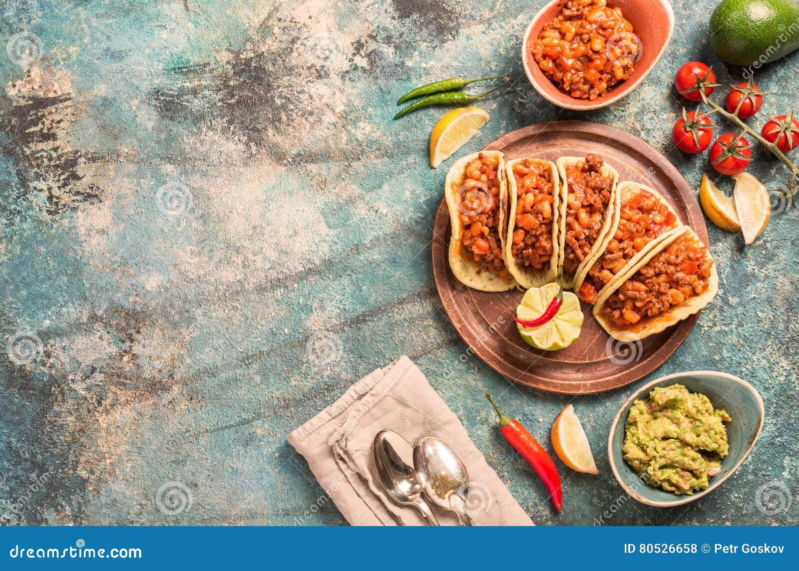 Mexicaanse Taco's Met Vlees Stock Foto - Image of heet, snel: 80526658