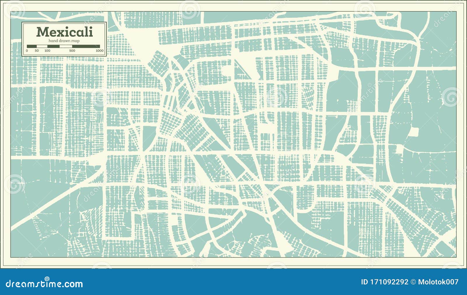 Mexicali Mexico City Map In Black And White Color In Retro Style ...
