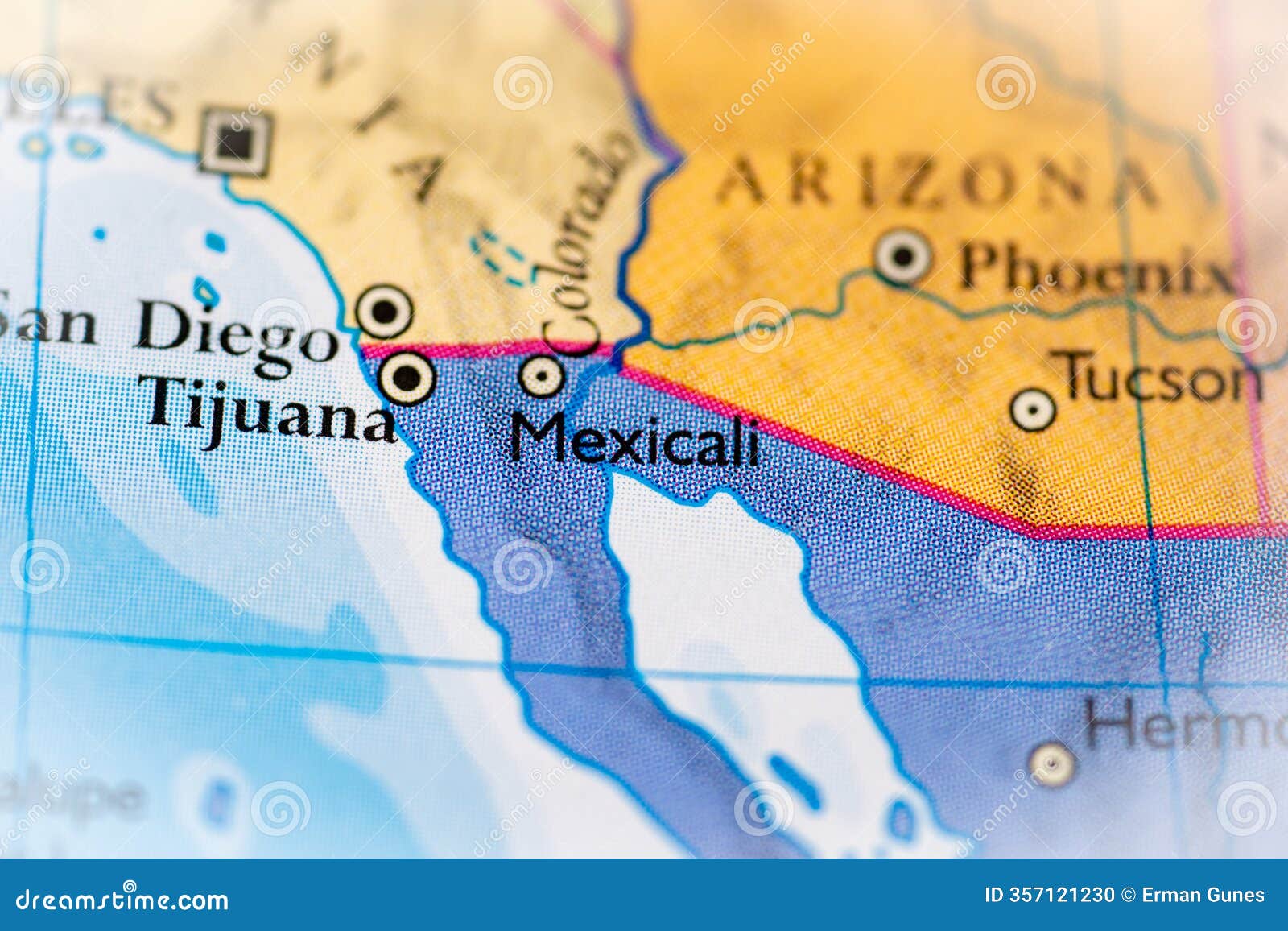 Mexicali, Mexico Highlighted on a World Map Stock Photo - Image of ...
