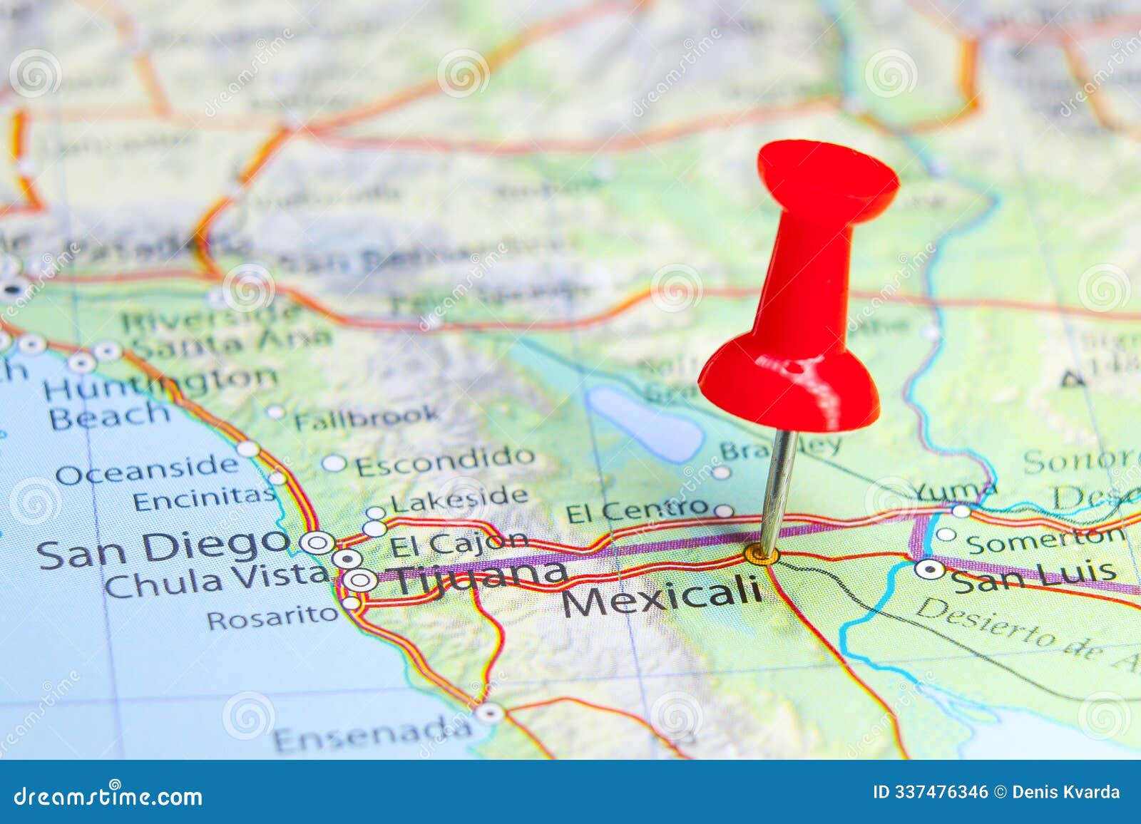 Mexicali, Mexico Pin on Map Stock Photo - Image of paper, macro: 337476346