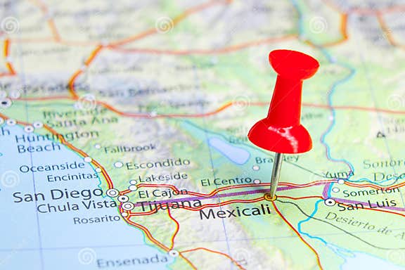 Mexicali, Mexico Pin on Map Stock Photo - Image of paper, macro: 337476346