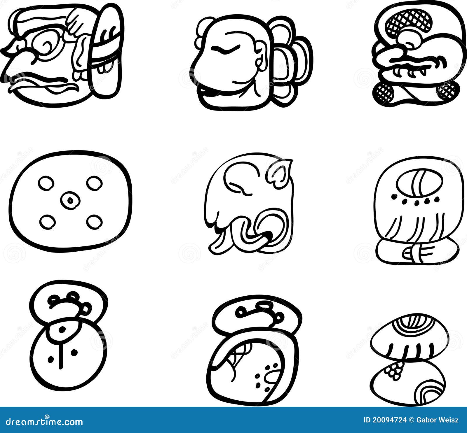 Mexican, Aztec or Maya Motifs, Glyphs Stock Vector - Illustration of ...