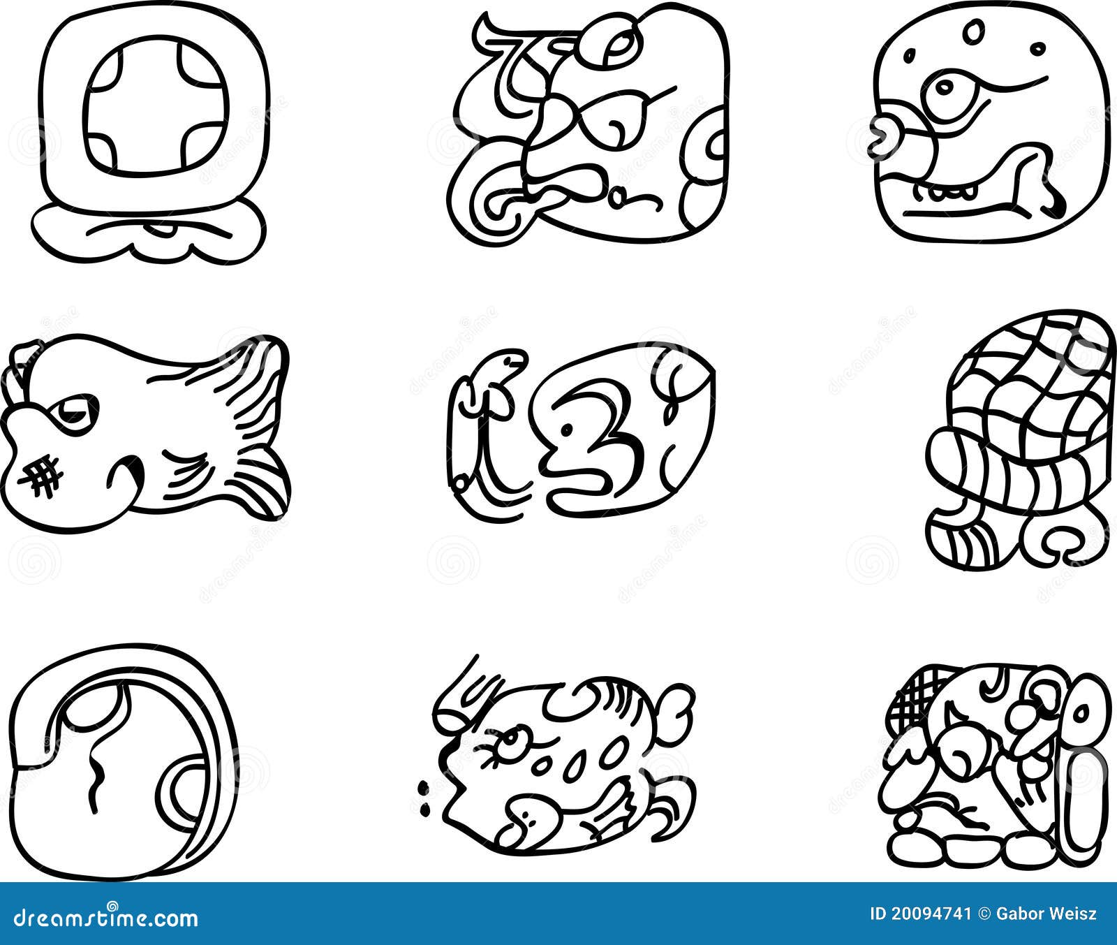 Mexican, Aztec or Maya Motifs, Glyphs Stock Vector - Illustration of ...