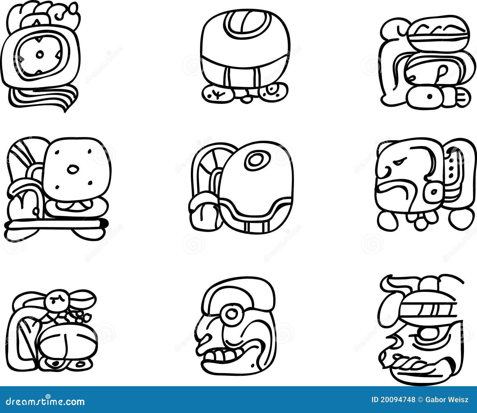 Mexican, Aztec or Maya Motifs, Glyphs Stock Vector - Illustration of ...