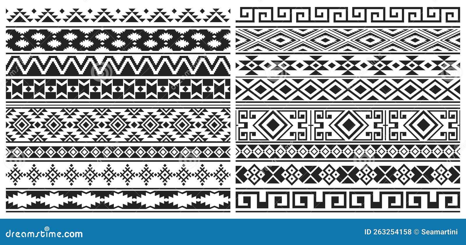 Mexican Aztec, Mayan Border Patterns Stock Illustration - Illustration ...