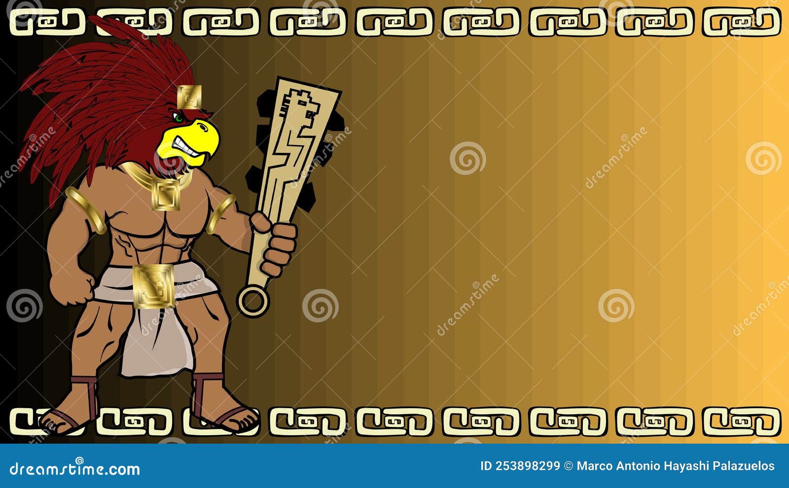 Mexican Aztec Warrior Eagle God Cartoon Stock Vector - Illustration of ...