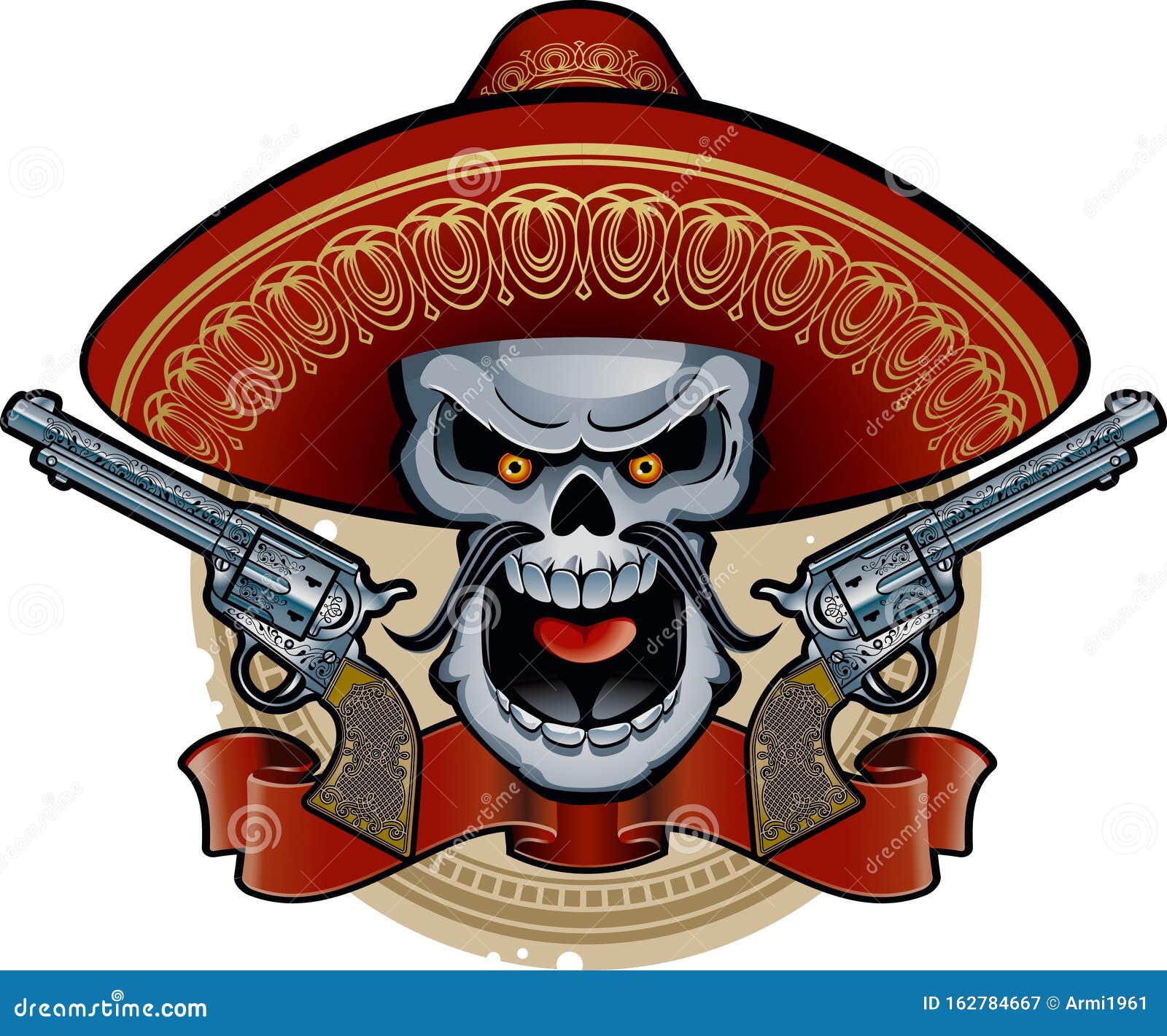 Mexican Bandit Holding Two Manchetes Stock Vector - Illustration of ...