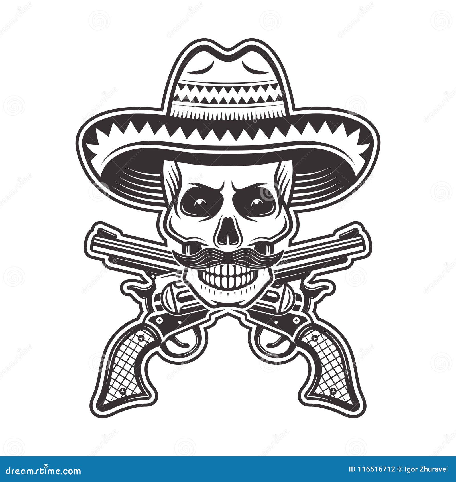 Mexican Bandit Skull in Sombrero Hat Illustration Stock Vector ... Mexican Bandit Skull in Sombrero Hat Illustration Stock Vector ...