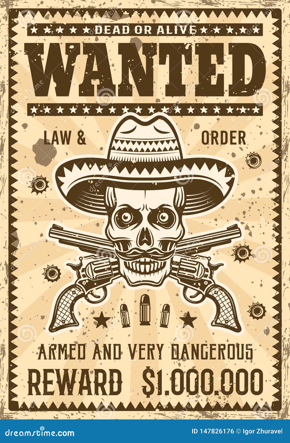 Mexican Bandit Skull in Sombrero Wanted Poster Stock Vector ... Mexican Bandit Skull in Sombrero Wanted Poster Stock Vector ...