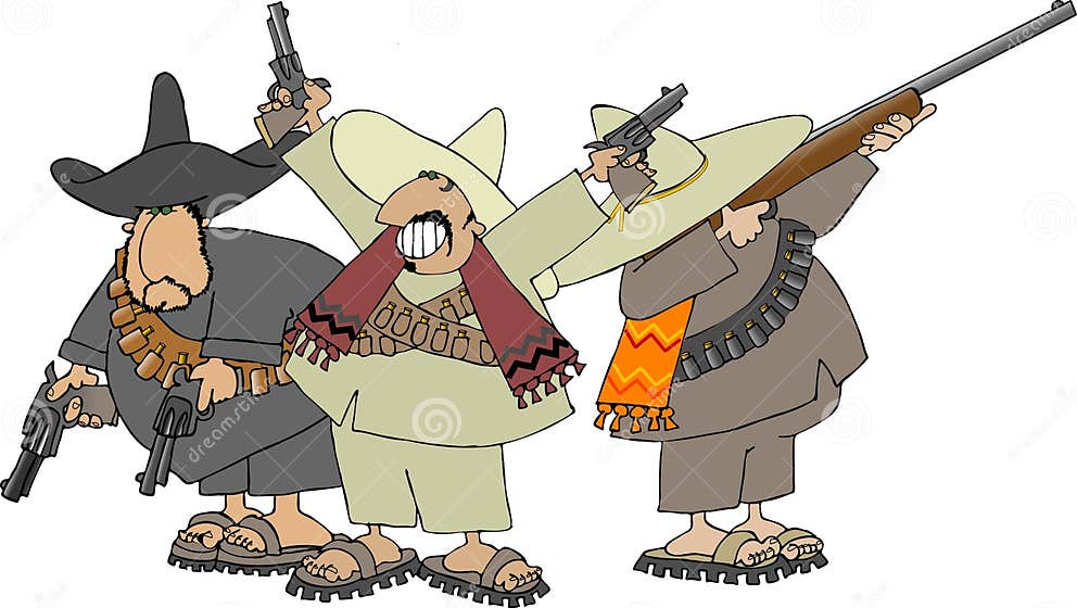 Mexican banditos stock illustration. Illustration of bullet - 964084