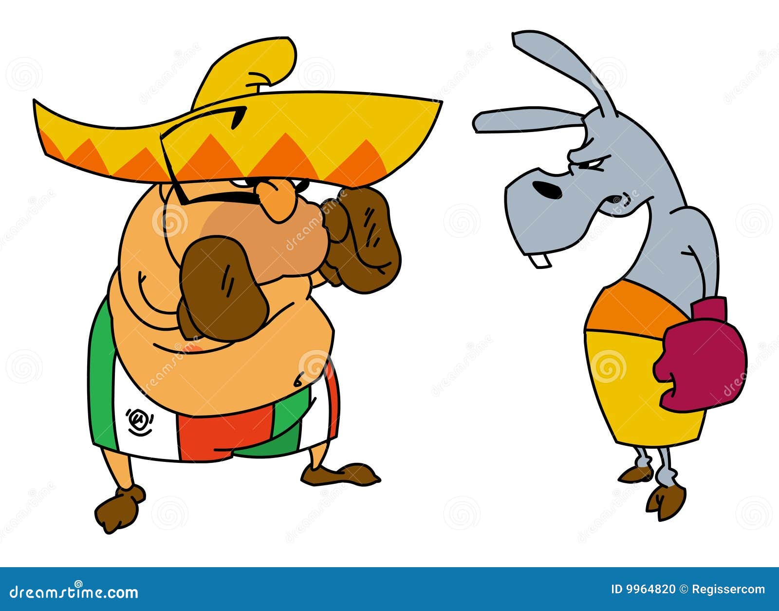 Mexican boxing with donkey stock illustration. Illustration of animal ...