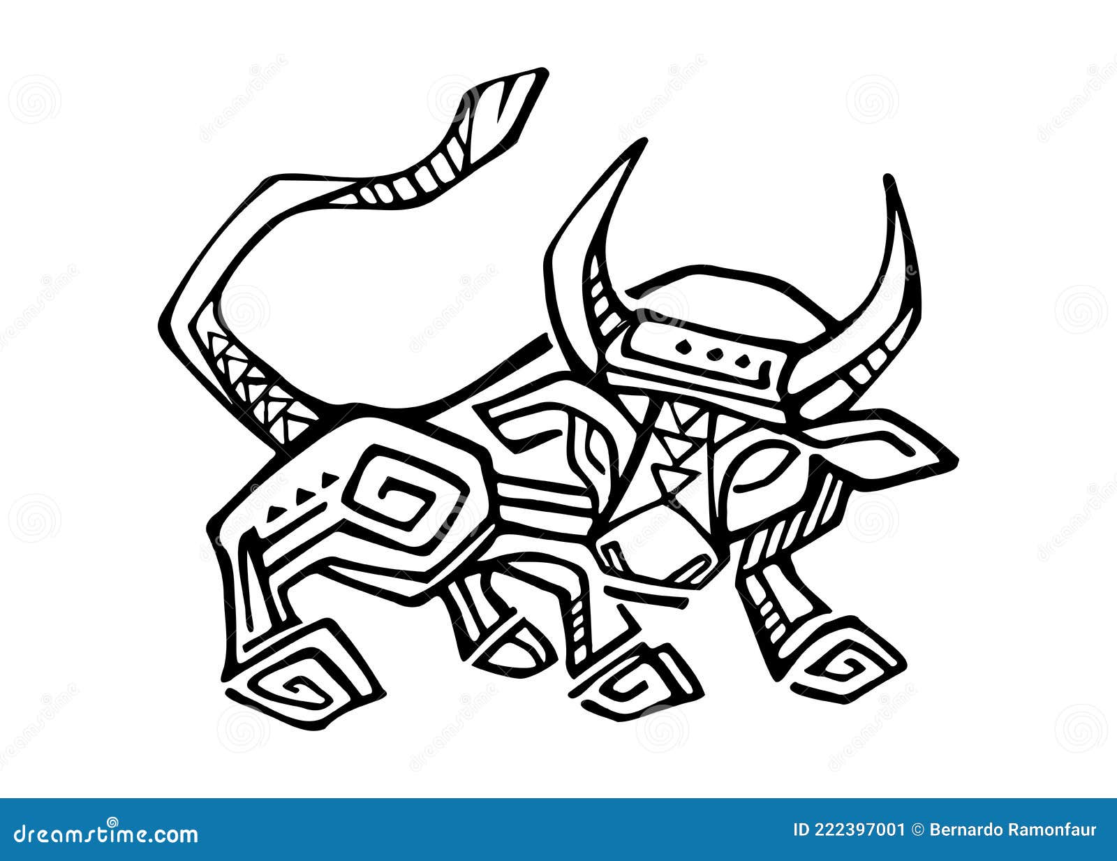 Mexican Bull Hand Drawn Illustration Stock Vector - Illustration of ...
