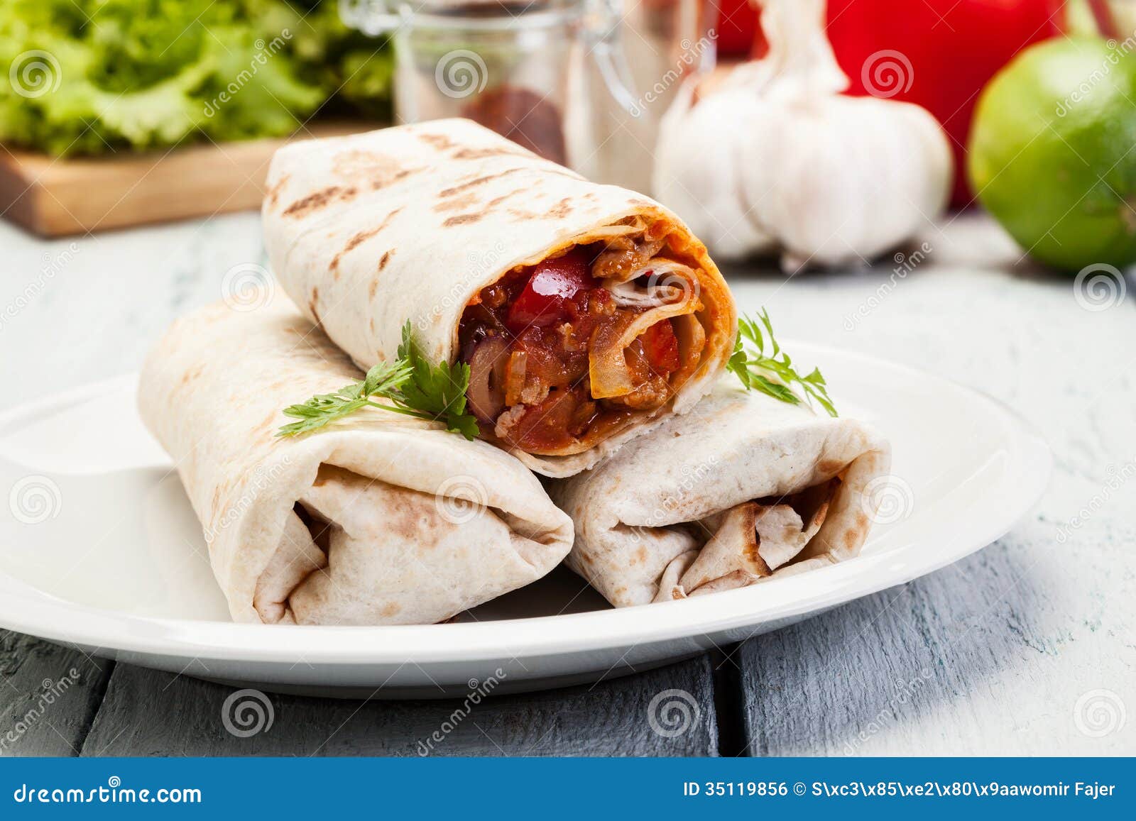 Mexican burritos stock photo. Image of meal, fast, bean - 35119856