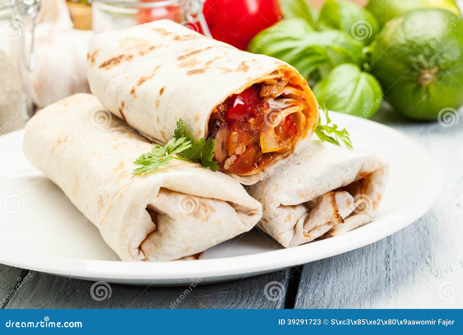 Mexican Burritos on a Plate Stock Image - Image of delicious, bread ...