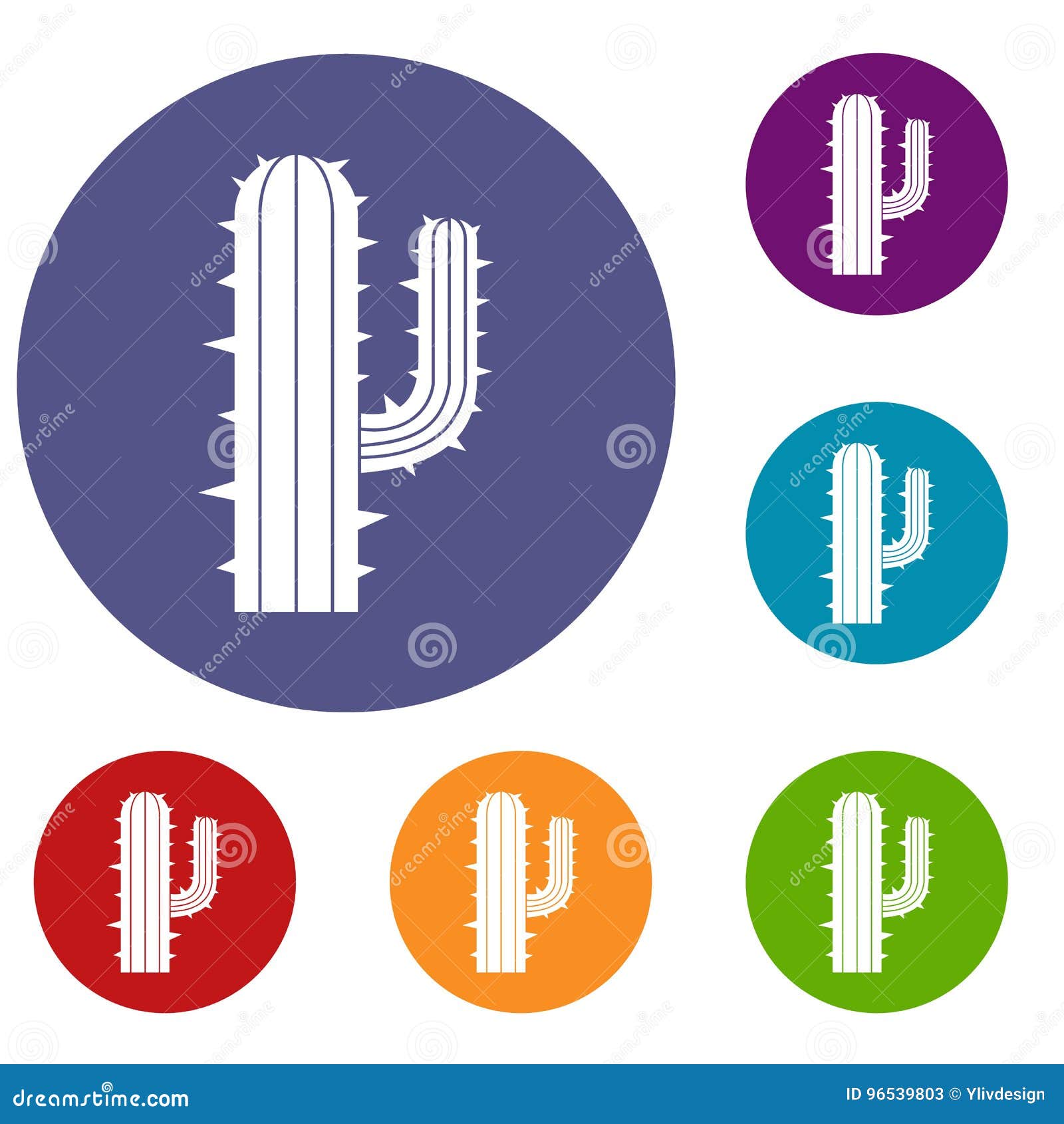Mexican cactus icons set stock vector. Illustration of climate - 96539803