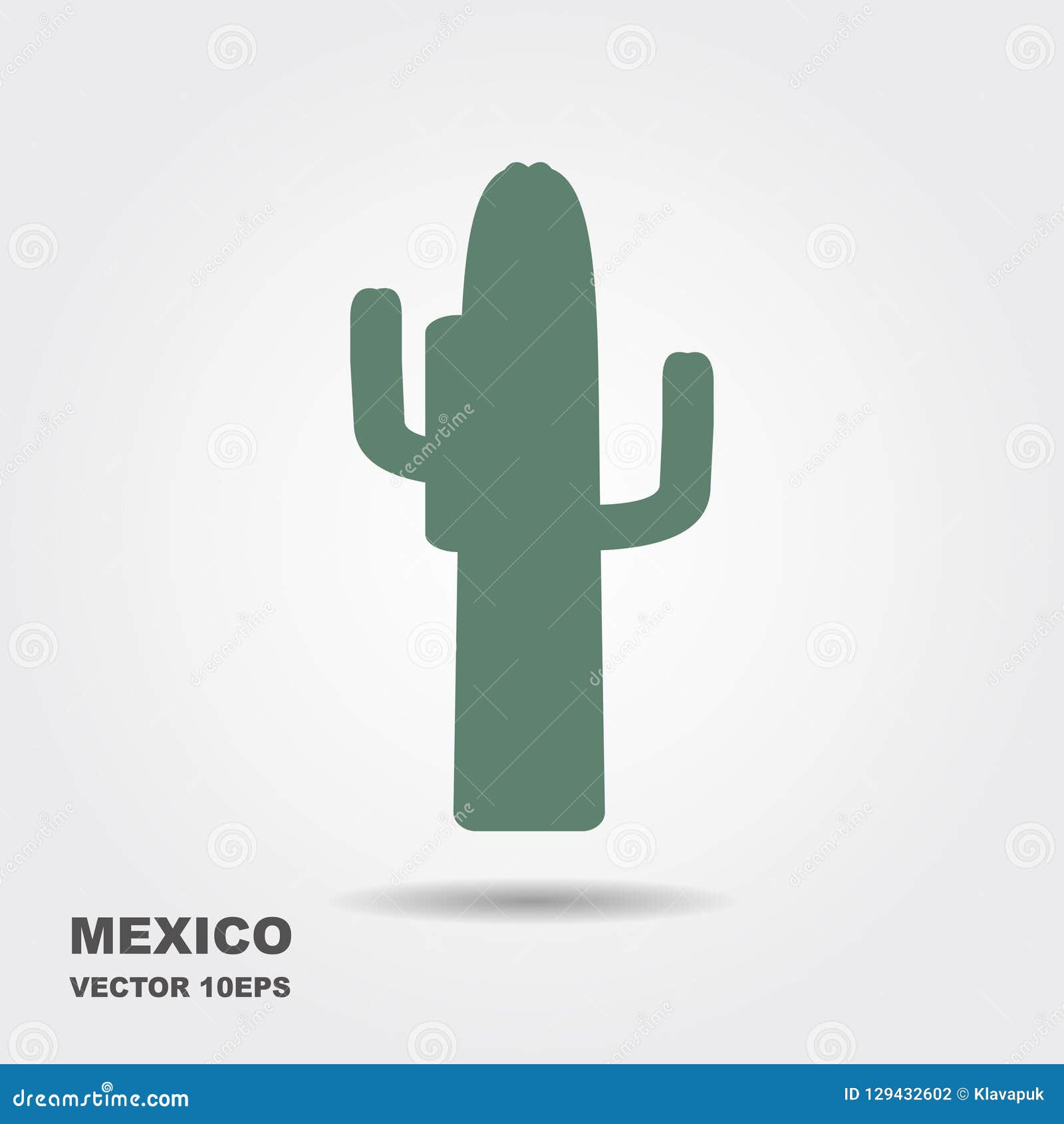 Mexican Cactus. Stylized Flat Icon with Shadow Stock Vector ...