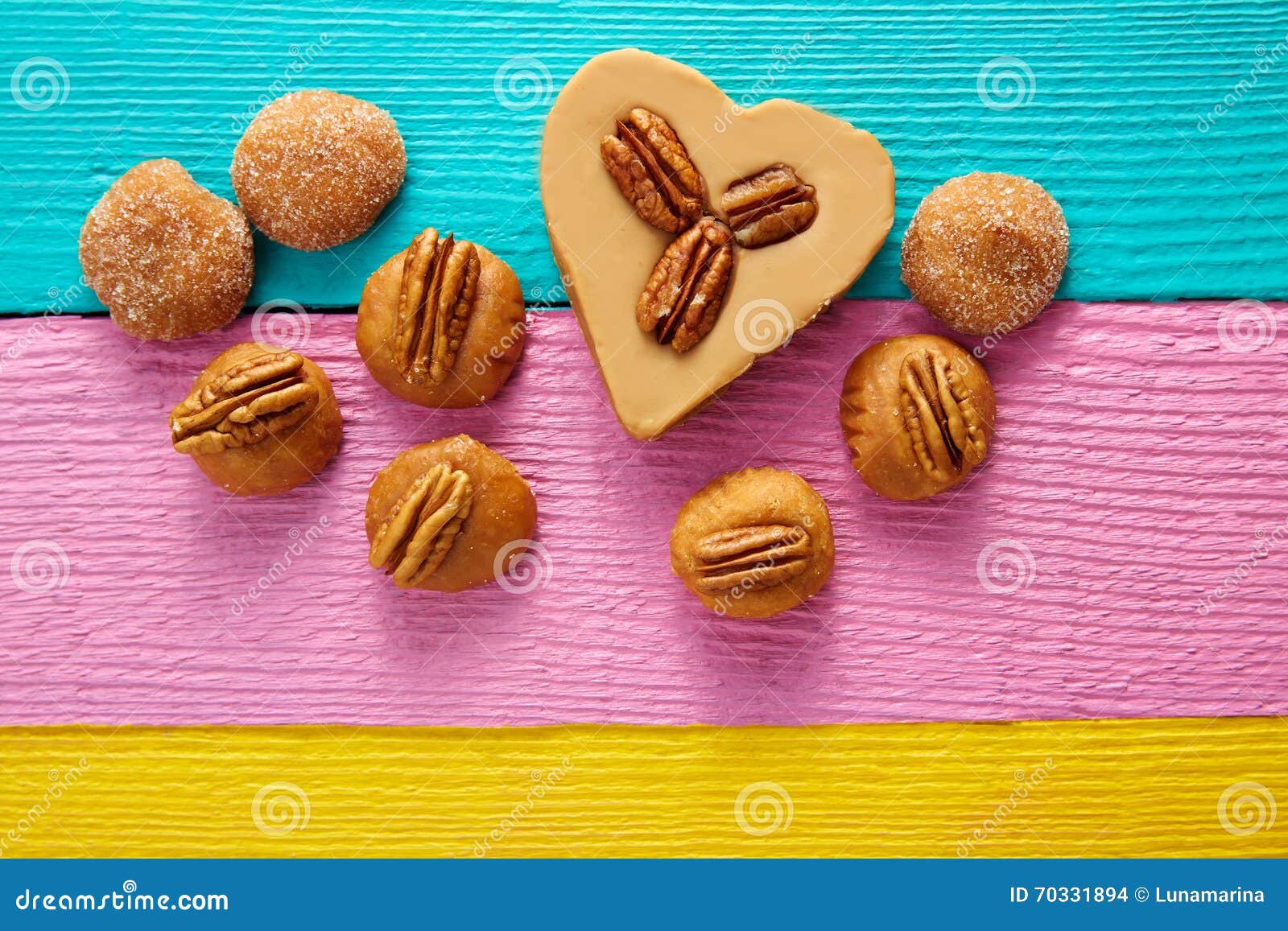 Mexican Candy Sweets Cajeta Heart with Pecan Stock Photo - Image of ...