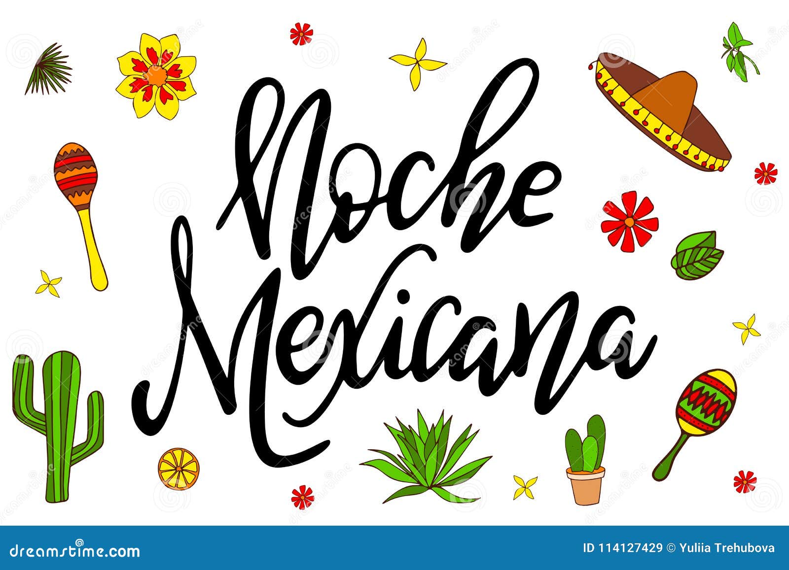 Mexican Card with Bright Lettering. Modern Calligraphy Text with ...