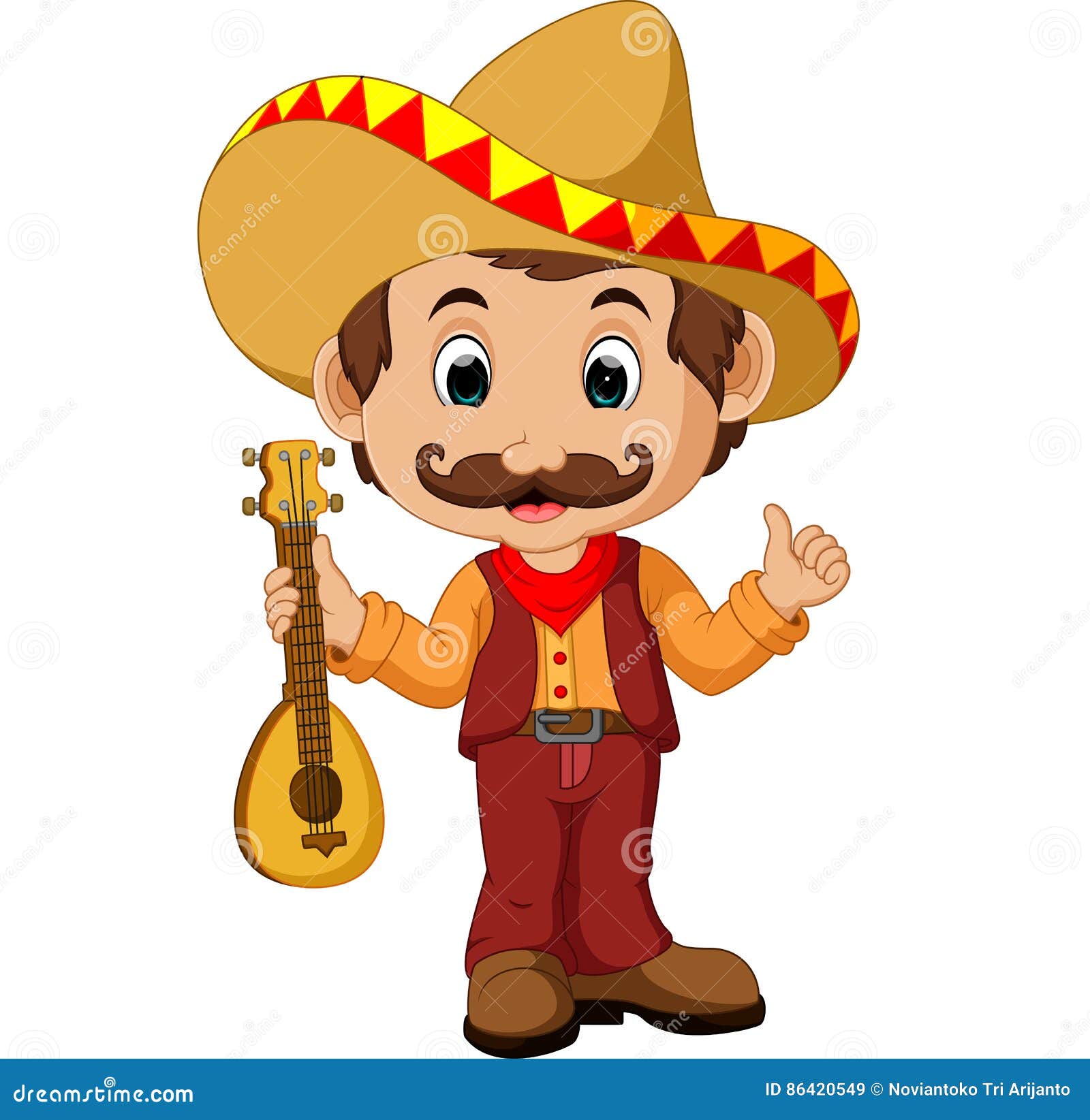 Mexican Cartoon Character with Guitar Stock Vector - Illustration of ...